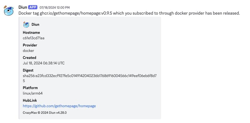 Diun: Notification App for new Docker Images