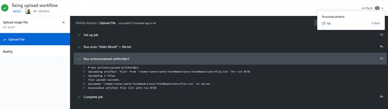 GitHub Actions Artifacts